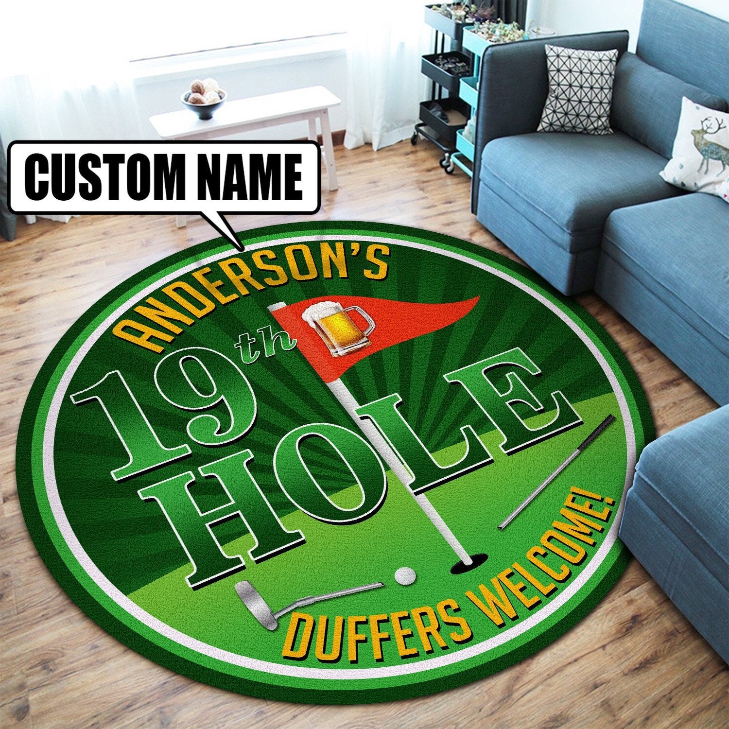 Personalized Golf 19Th Hole Club Round Mat Round Floor Mat Room Rugs C ...