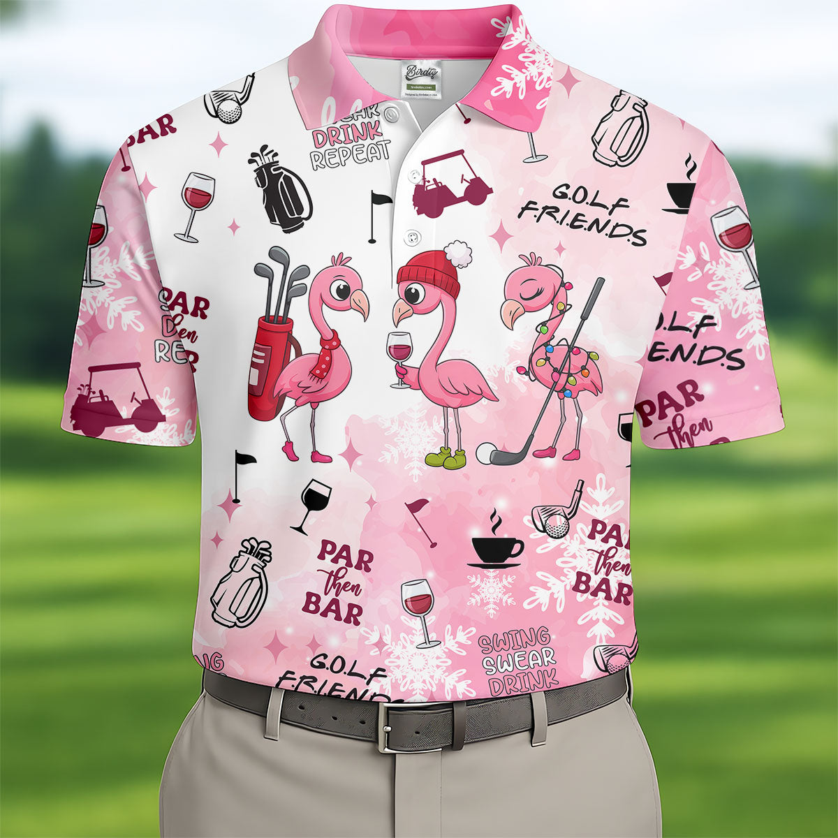 Golf Friends Par Then Bar Flamingo Christmas Golf Shirt, Golf Tops For ...
