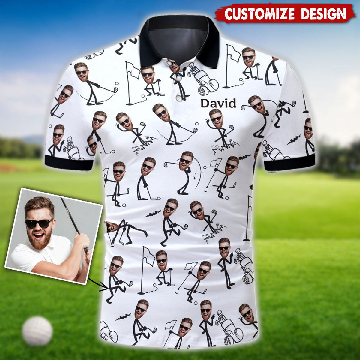 Custom Photo Funny Golf Polo Shirts, Golfing Apparel, Golf Gift For Me ...