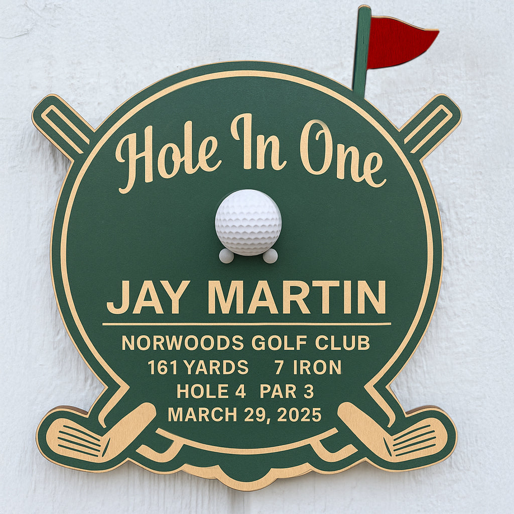 Hole In One Custom Golf Wood Sign, Hole In One Display, Golf Gifts For ...