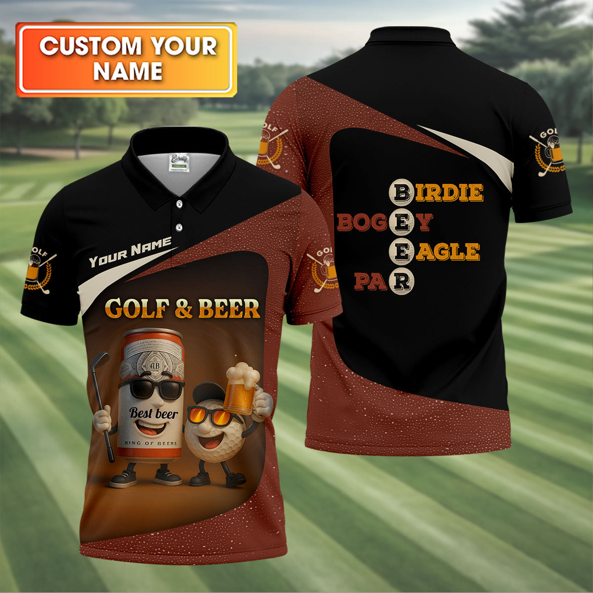 Golf And Beer Custom Men's Polo Shirts, Dad Golf Gift, Golfing Apparel ...