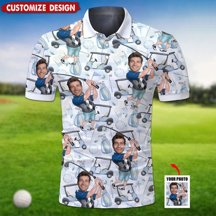 Custom Photo Funny Golf Polo Shirts With Faces, Hilarious Golf Shirts ...
