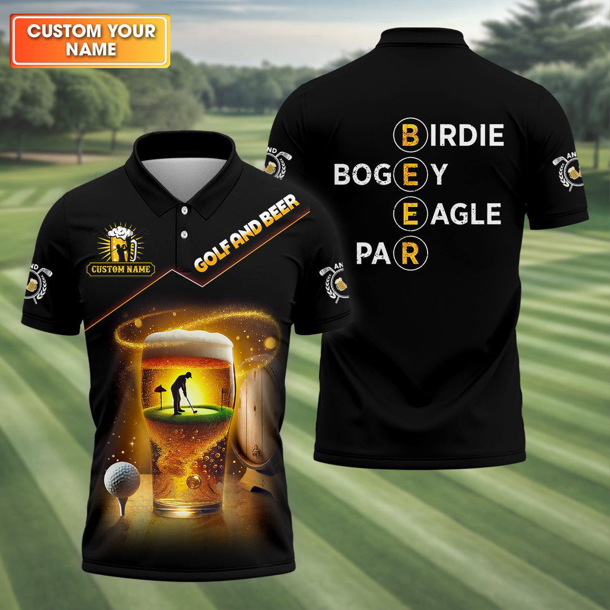 Golf And Beer Custom Golf Polo Shirt, Funny Golf Shirt, Gift For Golfe ...