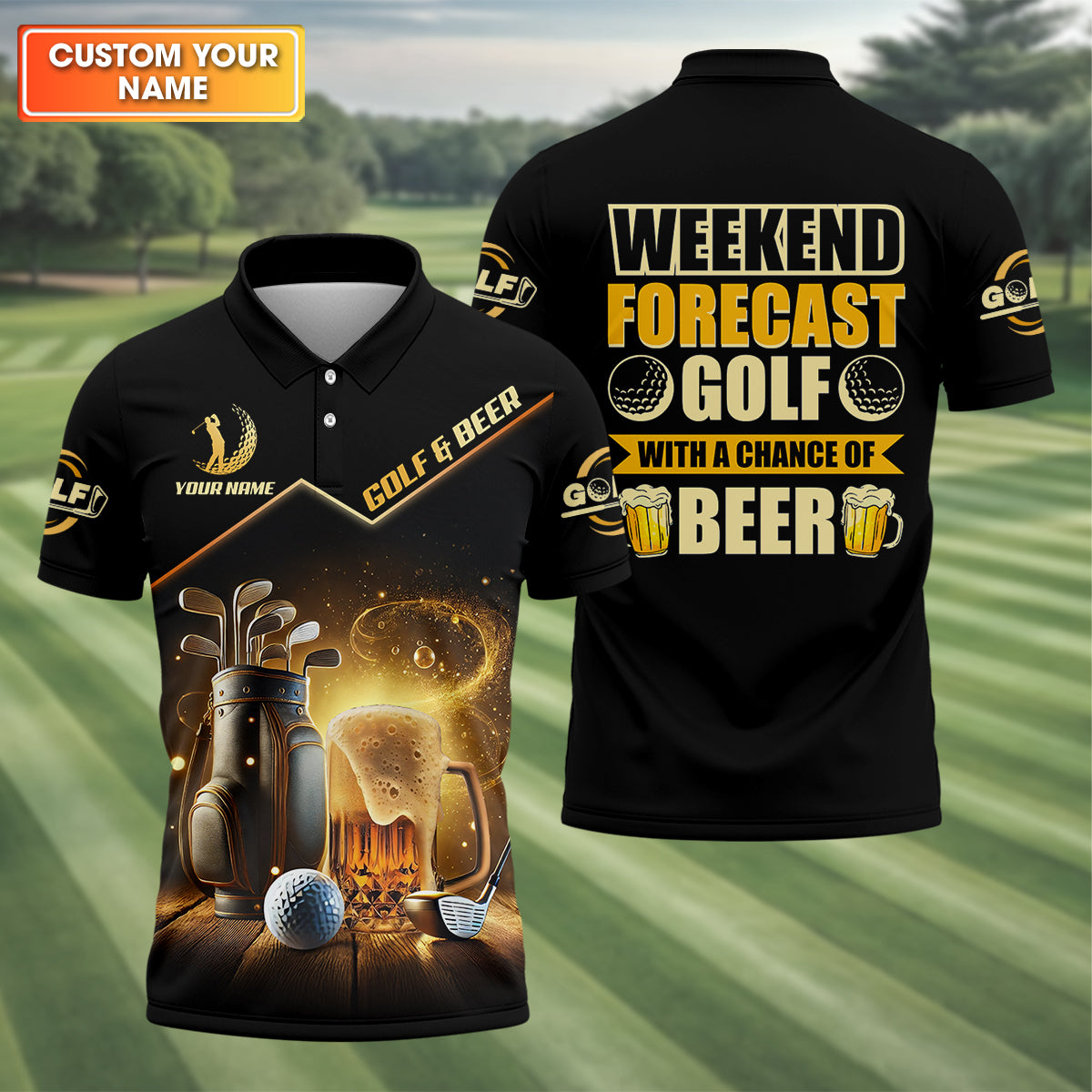 Golf And Beer Custom Men's Golf Polo Shirt, Beer Golf Shirt, Gift For ...