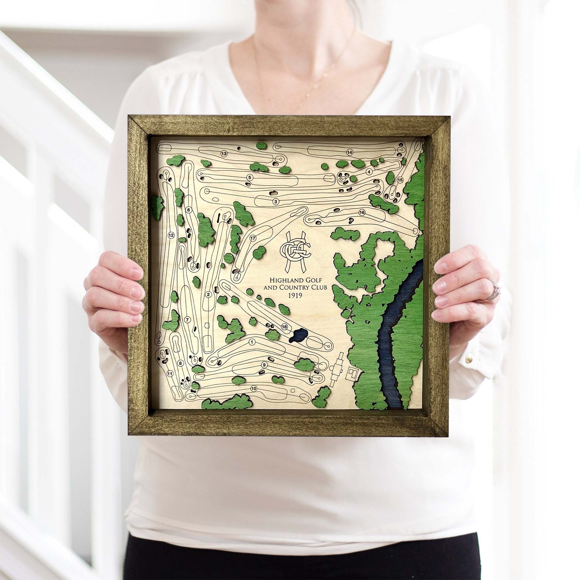 Custom Golf Course Map, 2 Layered Wooden Sign, Gift For Golfer – BirdieTee
