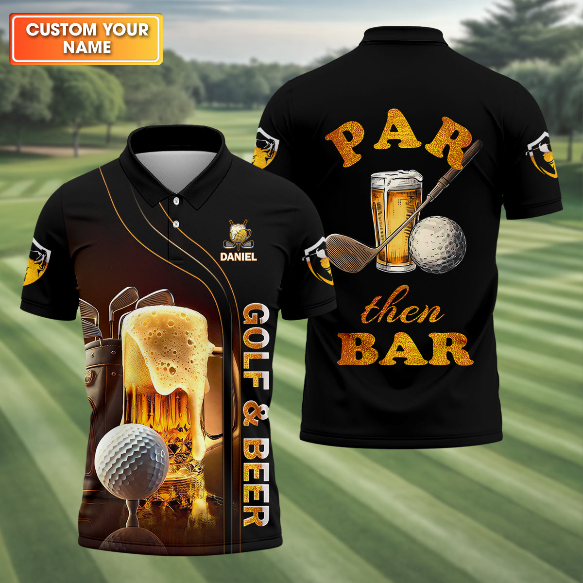 Par Then Bar Golf And Beer Custom Funny Golf Polo Shirt, Dad Golf Gift ...
