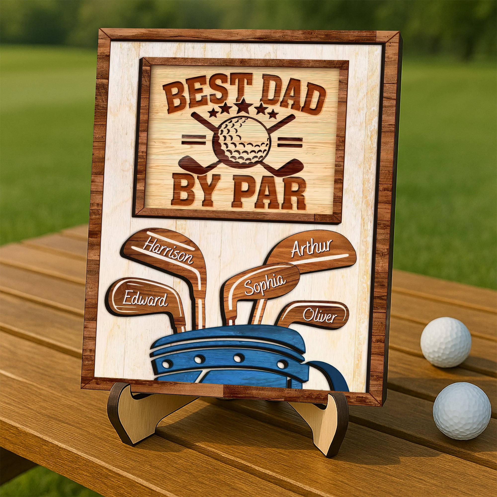 Best Dad By Par Custom Golf Wood Sign, Golf Wall Art, Dad Golf Gifts ...