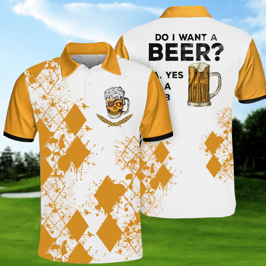 Do I Want A Beer Mens Golf Polo Shirt, Mens Golf Gift, Funny Golf Shir ...