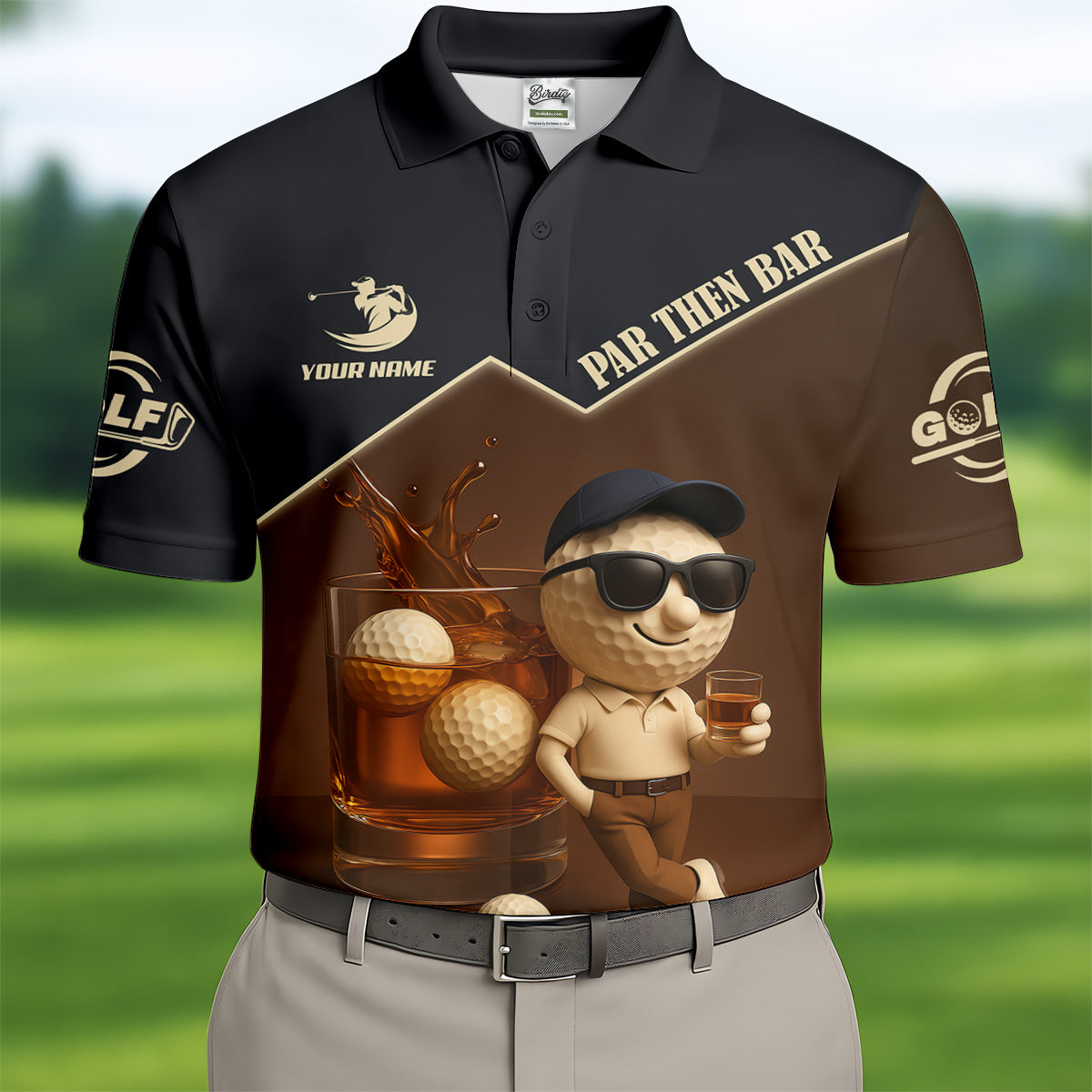 Par Then Bar Whiskey Golf Shirt, Fun Golf Shirts For Men, Custom Golf ...