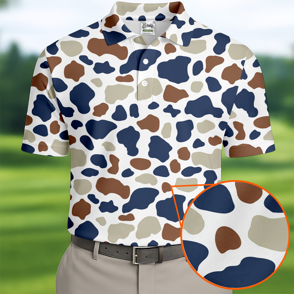 Cow Print Pattern Golf Polo Shirt, Fun Golf Shirts For Men, Polo Shirt ...