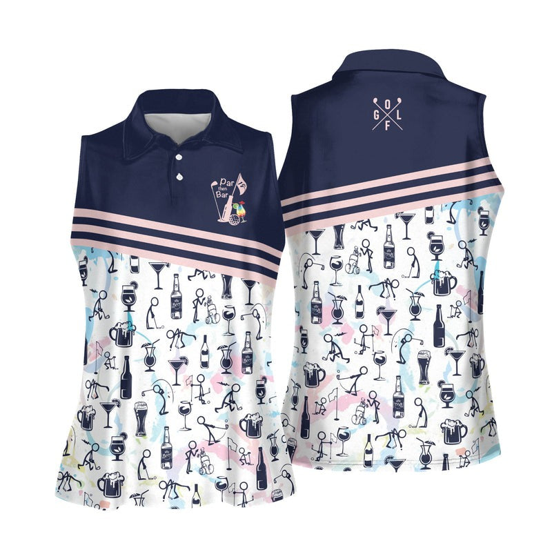Par Then Bar Stickfigures Womens Sleeveless Golf Shirts, Women's Funny ...
