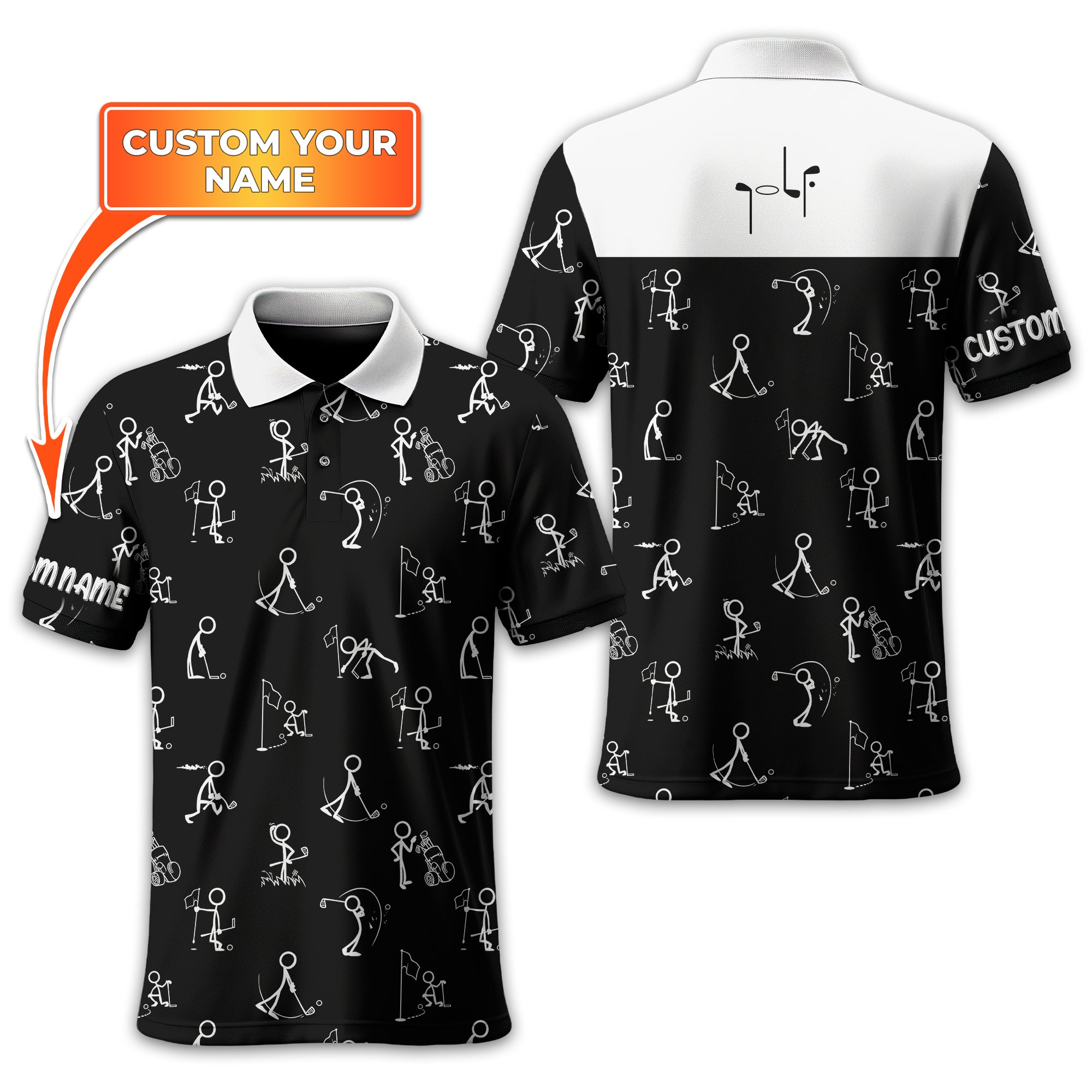 Funny Stick Figure Golf Polo Shirt, Gift For Golfers, Golf Gift For Hi ...