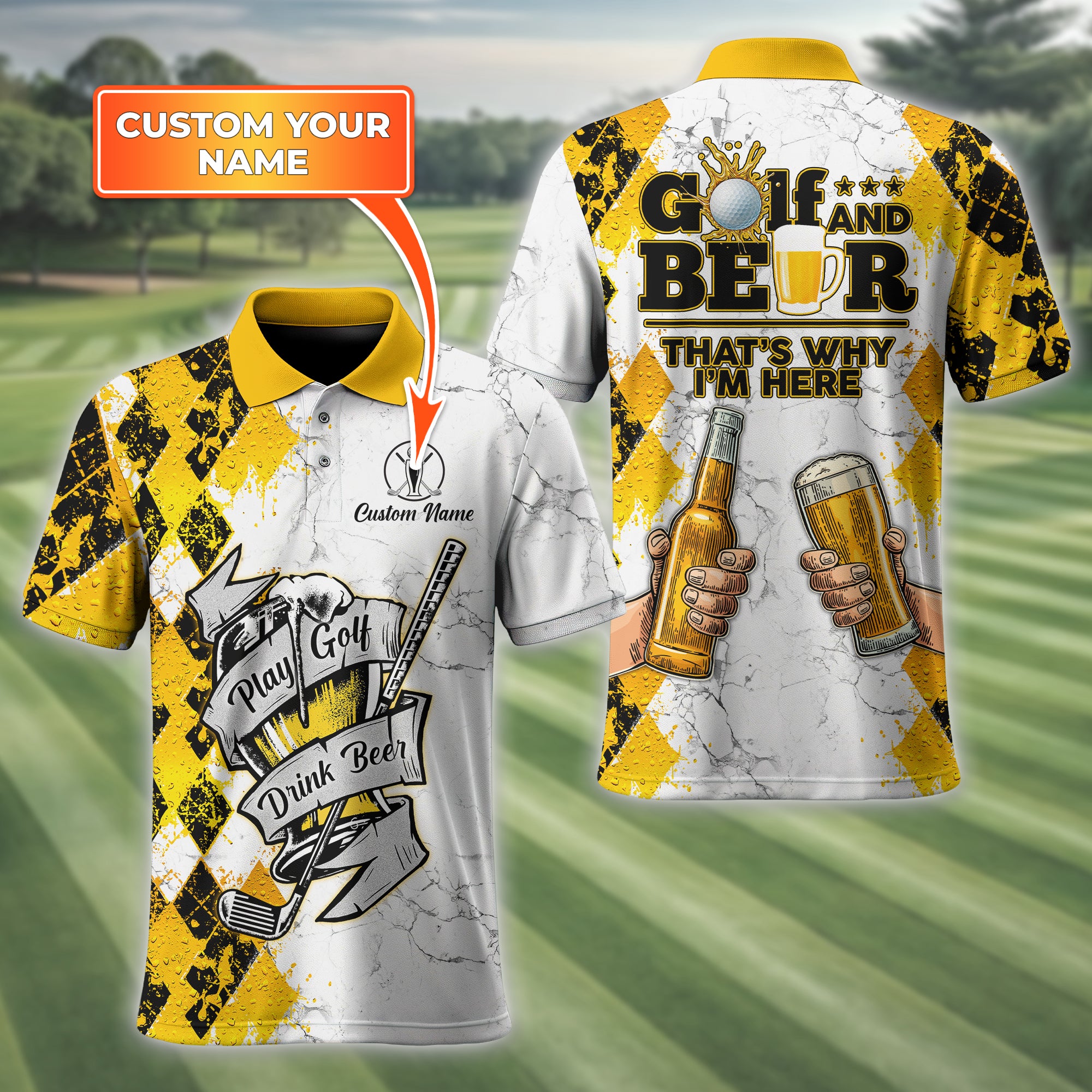 Play Golf Drink Beer Custom Golf Polo Shirt, Funny Golf Shirt, Golf ...