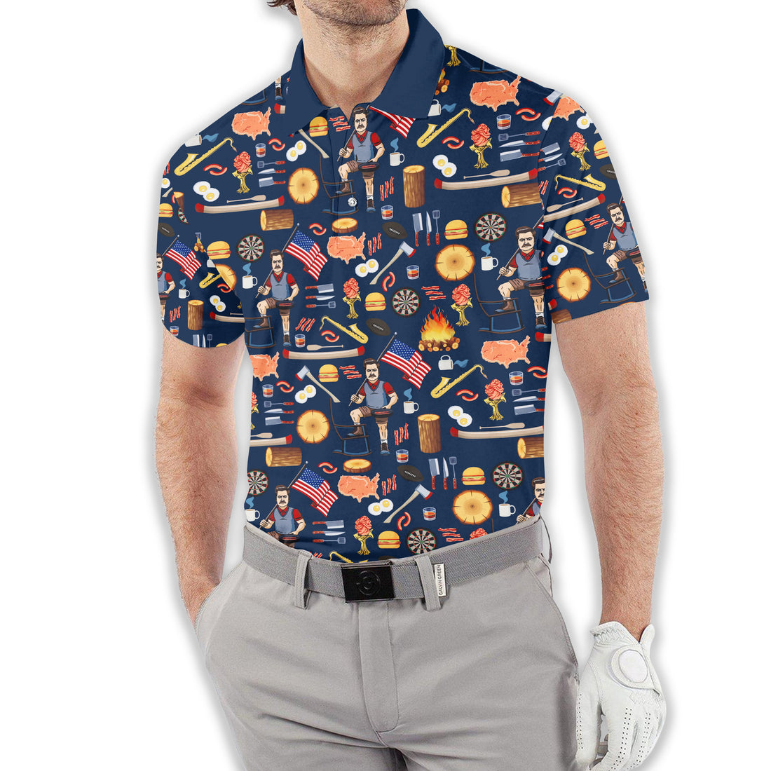 Ron Swanson Men's Golf Polo Shirt, Golfing Apparel, Gift For Golfers ...