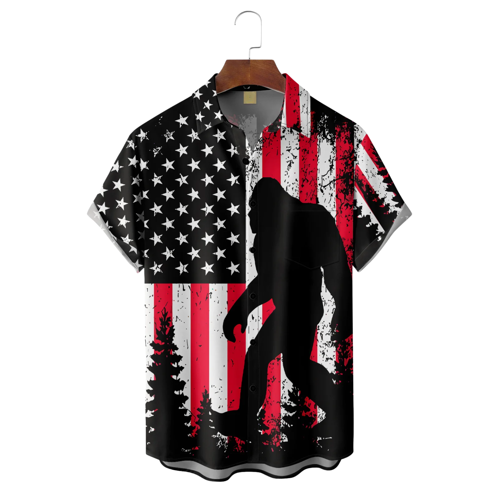 American Patriot Bigfoot US Flag Print Hawaiian Golf Shirt, 250th Anni ...