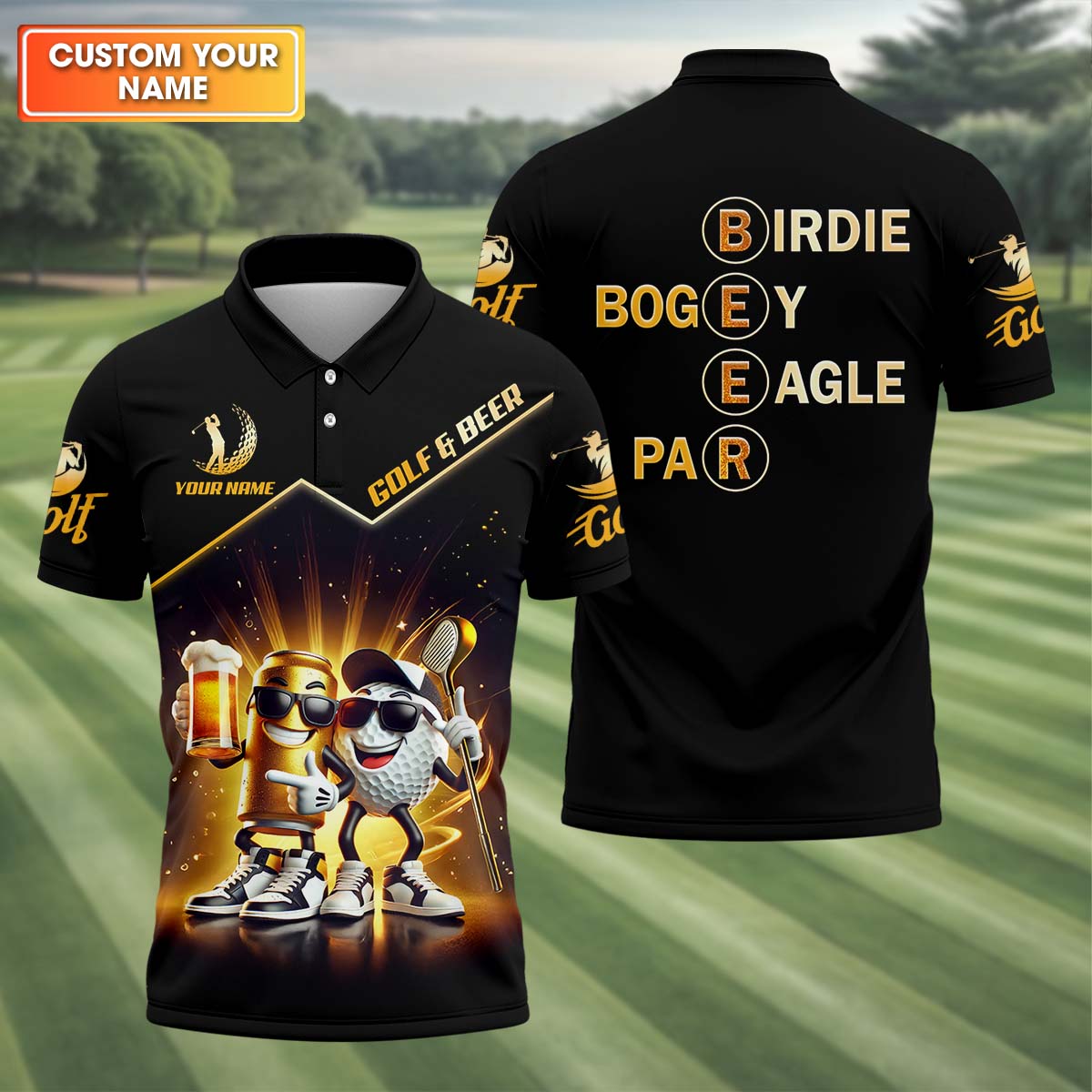 Golf And Beer Custom Men's Golf Polo Shirt, Funny Golf Apparel, Fun Go ...