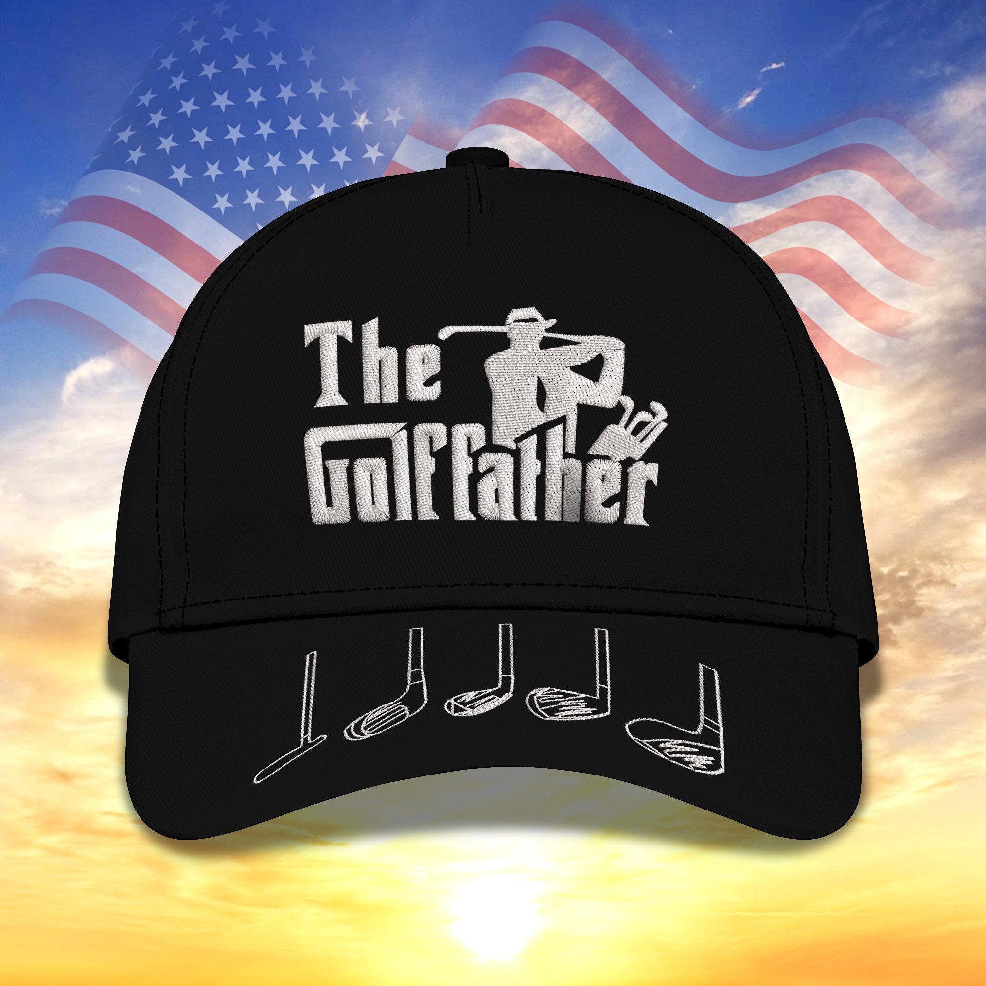 The Golf Father Black Golf Cap, Dad Golf Gift, Dad Cap – BirdieTee