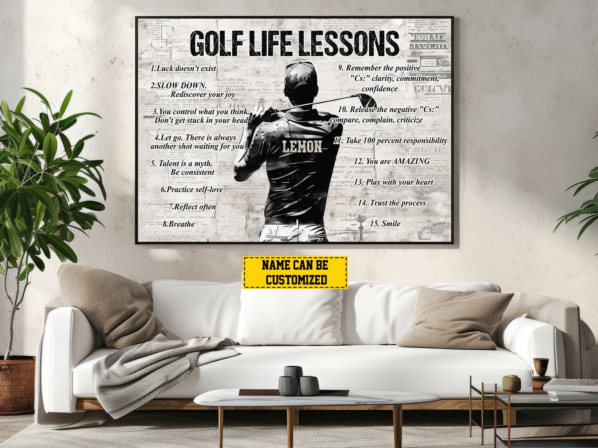 Golf Life Lessons Personalized Canvas Print, Golf Gift For Man, Golf D ...