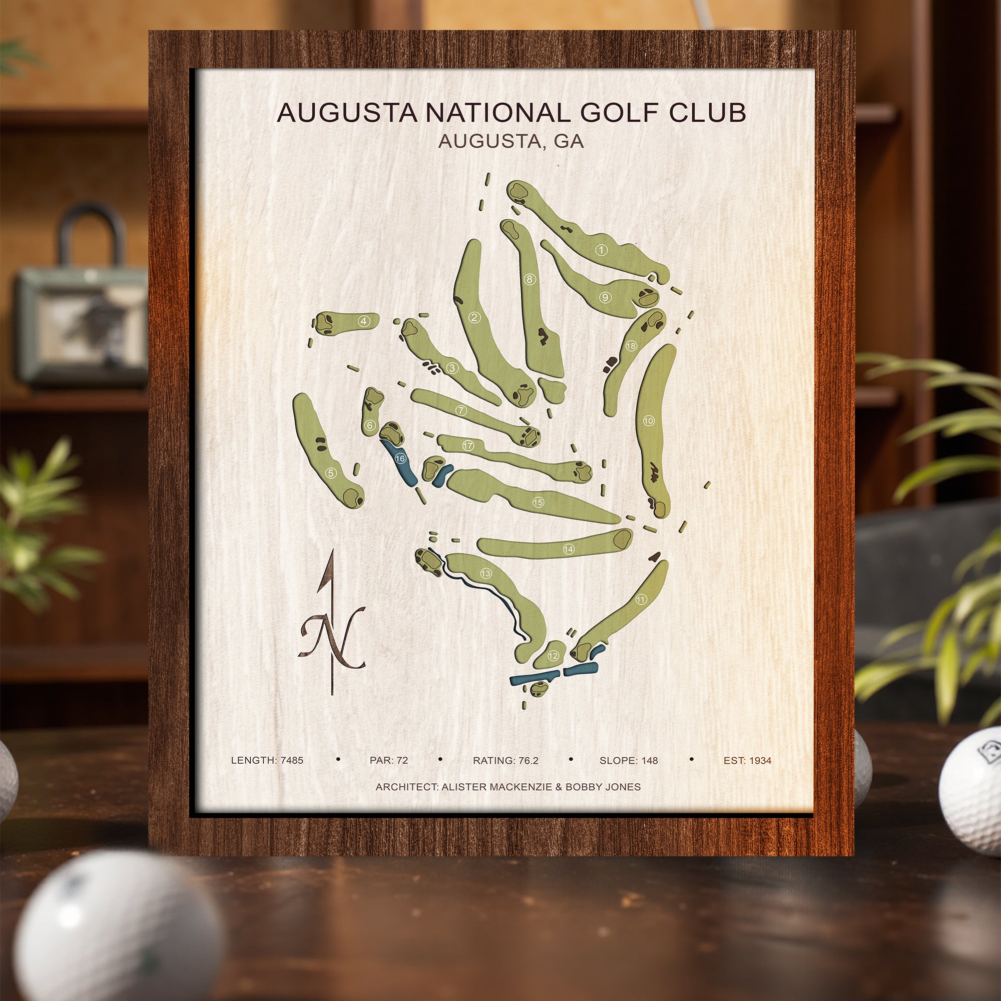 Custom Augusta Golf Club Golf Course Map, Golf Art, Gifts For Golf Lov ...