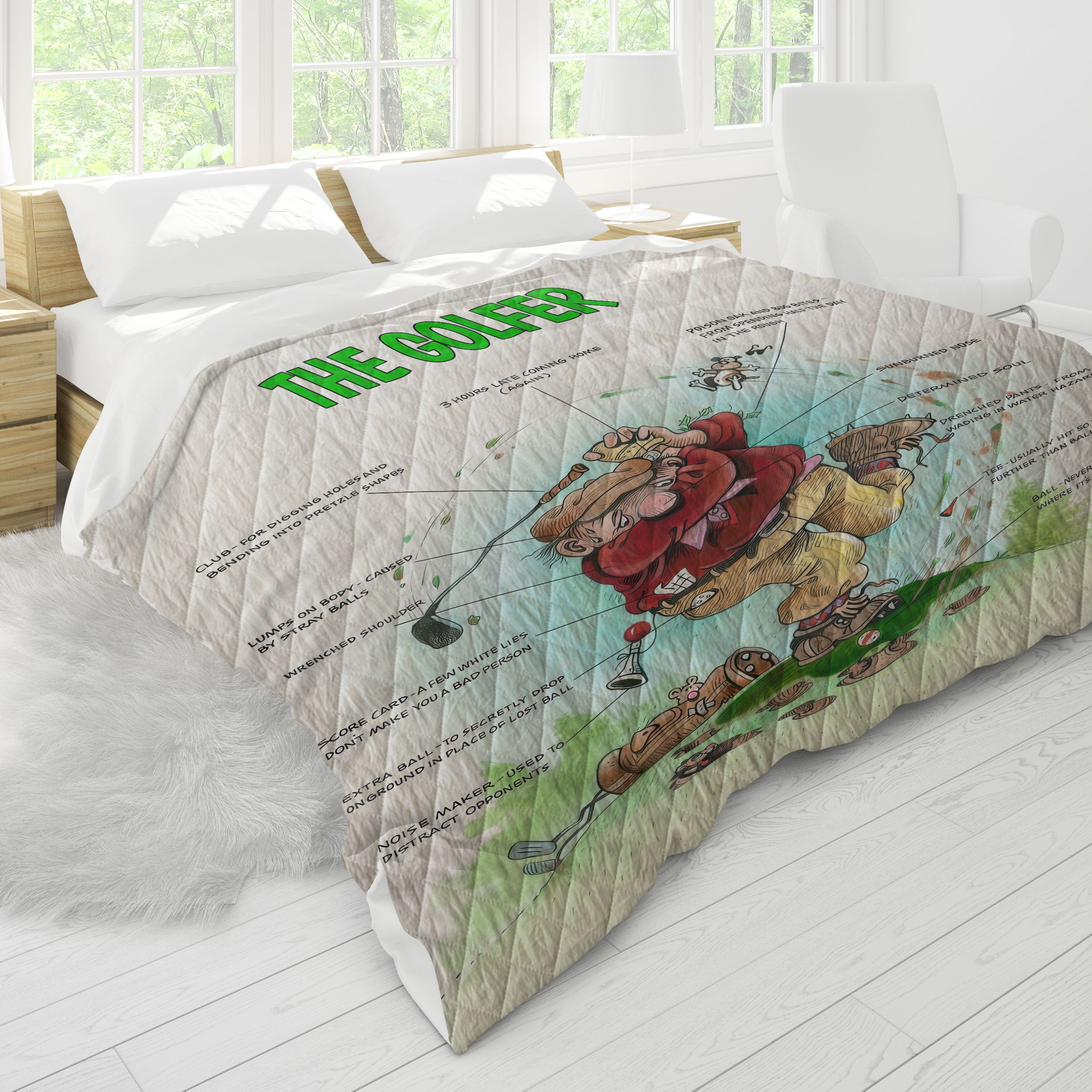 The Golfer Quilt Blanket, Golf Blanket, Gift For Golfers, Golf Gift Id ...
